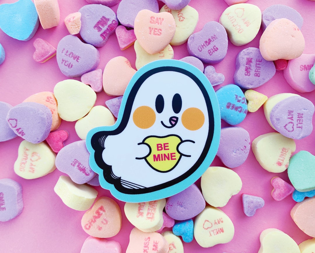 Conversation Heart Be Mine Ghost Sticker Vinyl Sticker - Etsy