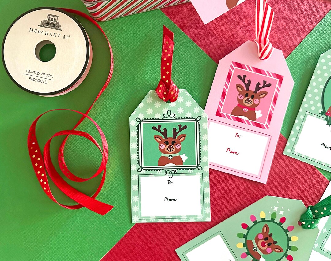 Santa's Reindeer Christmas Gift Tag Set - Etsy