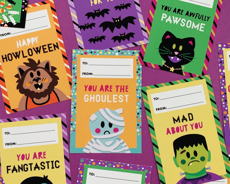 Halloween Valentines Printable Cards Instant Download | Etsy