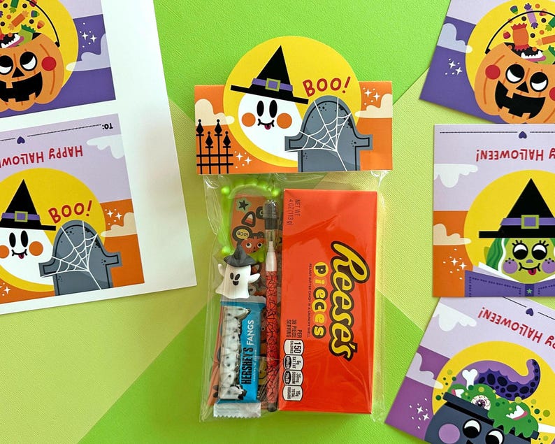 Halloween Goodie Bag Toppers, Party Printable, Digital File - Etsy