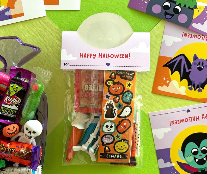 Halloween Goodie Bag Toppers, Party Printable, Digital File - Etsy