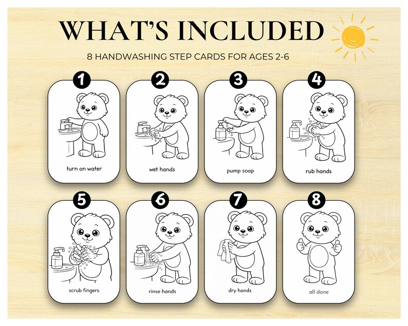 Handwashing Step Cards for Kids | Visual Routine Hygiene Chart (PDF ...