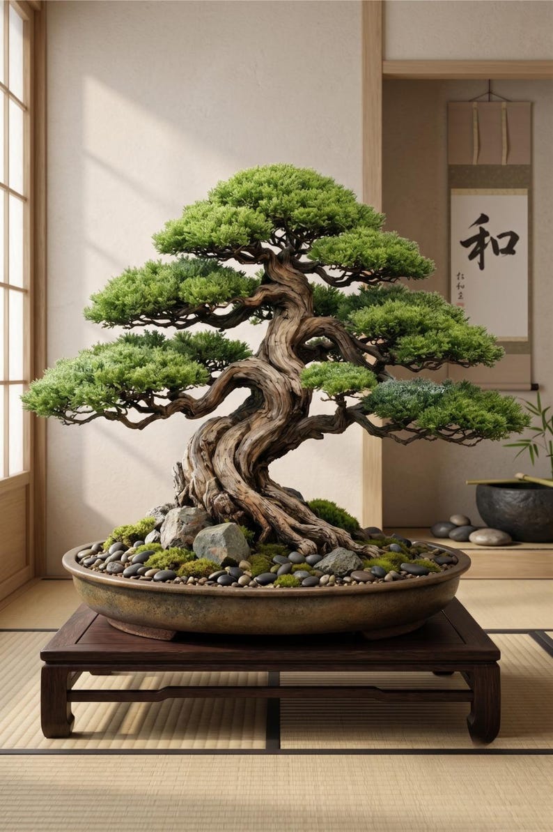 Rare Juniper Bonsai Live Plant in Pot | Trained Evergreen Tree | Indoor ...