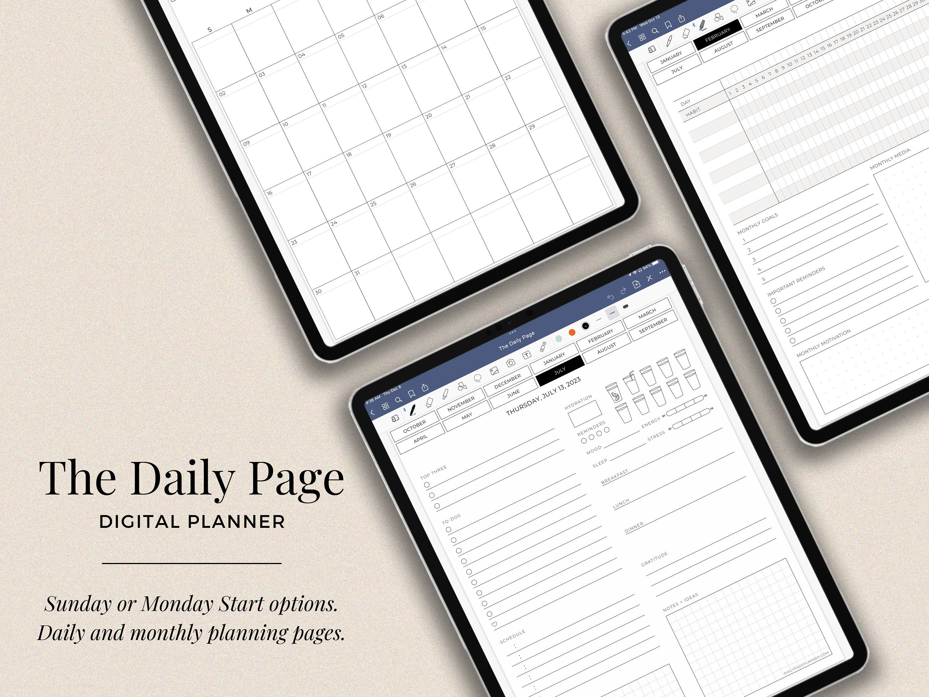 Digital Planner the Daily Page - Etsy Canada
