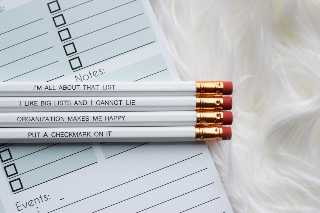 White Mantra Pencil Set: List-lover Gift - Etsy