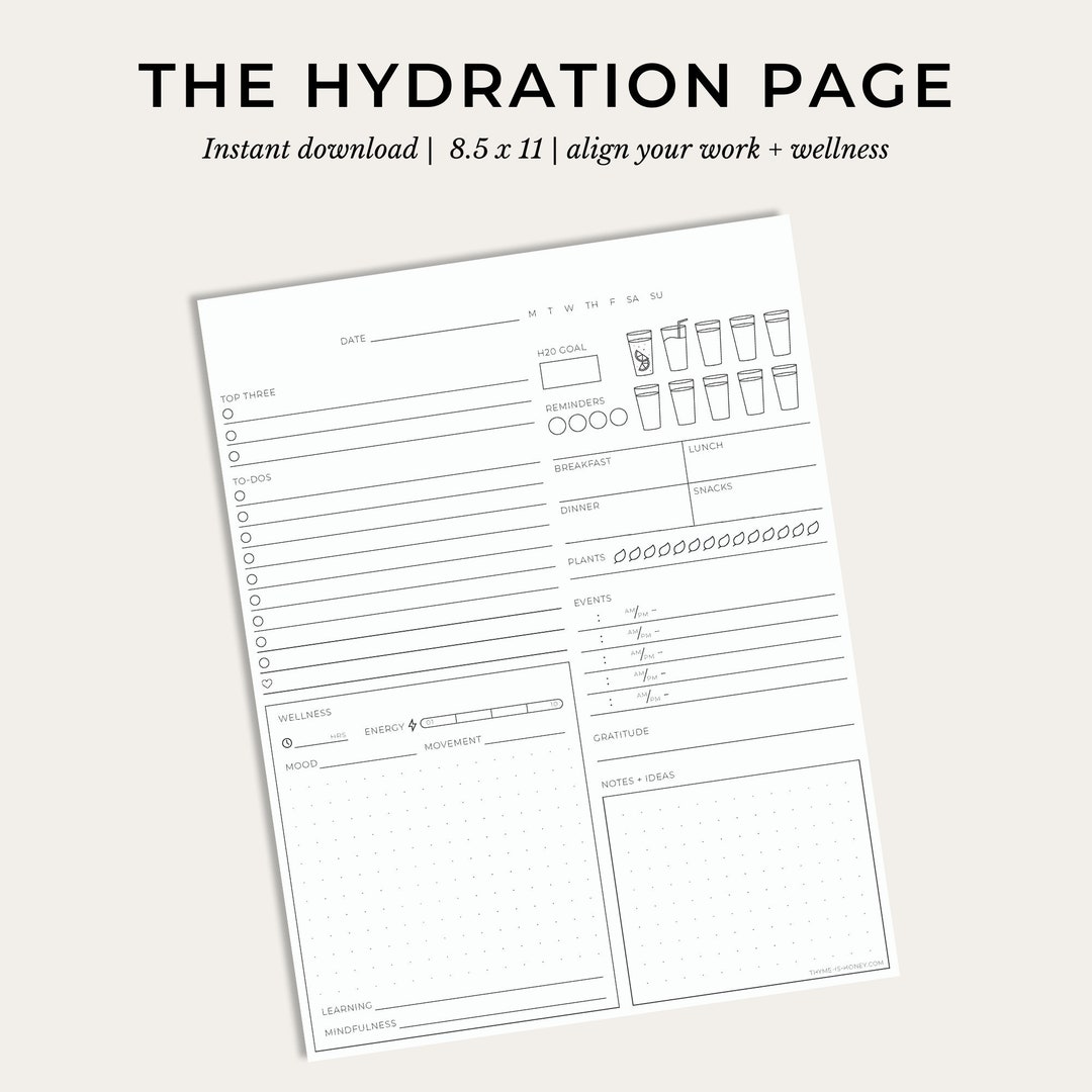The Hydration Page Printable - Etsy