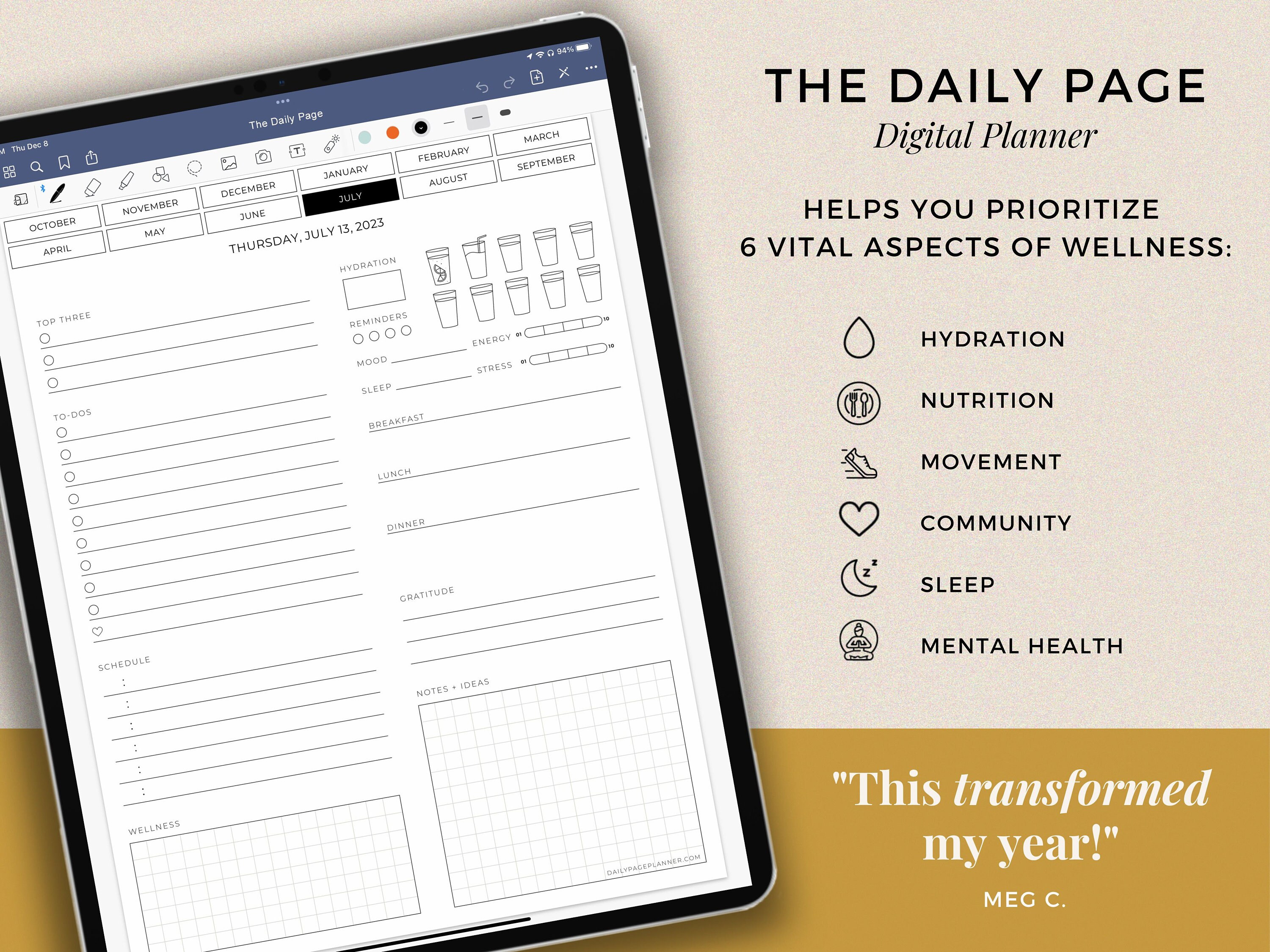 Digital Planner the Daily Page - Etsy Canada
