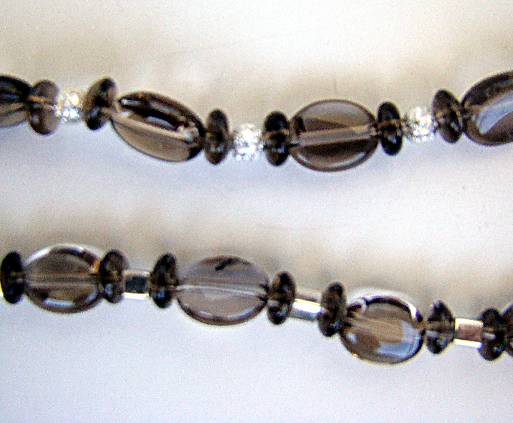 Obsidian - Apache Tears - Necklace With Smoky Quartz Bead Necklace - Etsy