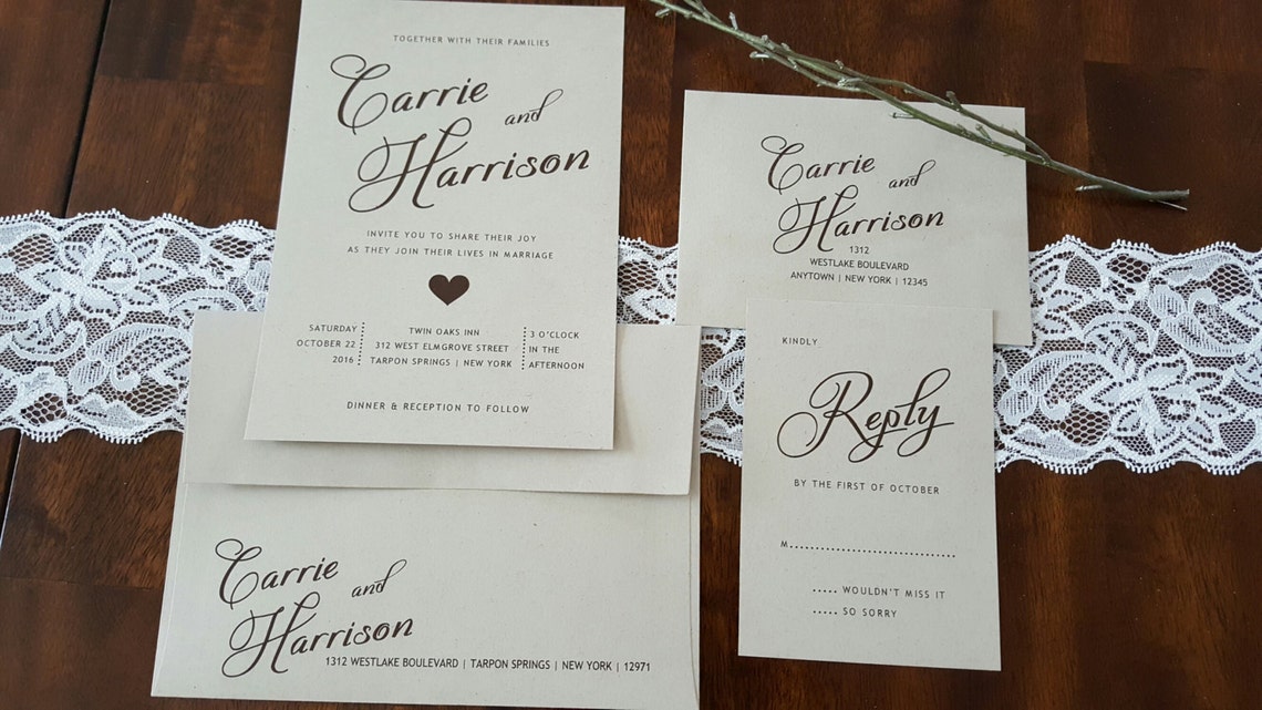 Rustic Wedding Invitation Simple Wedding Classic Wedding - Etsy