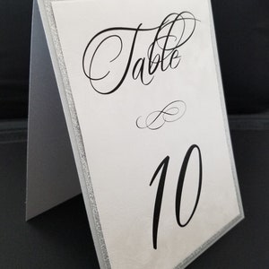 Table Number Cards, Silver Glitter Table Card, Glitter Table Number ...