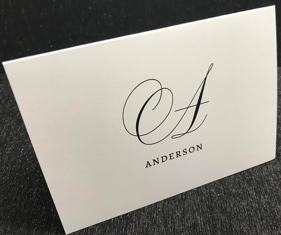 Thank You Cards, Monogram Thank You Notes, Elegant Monogram Thank You ...