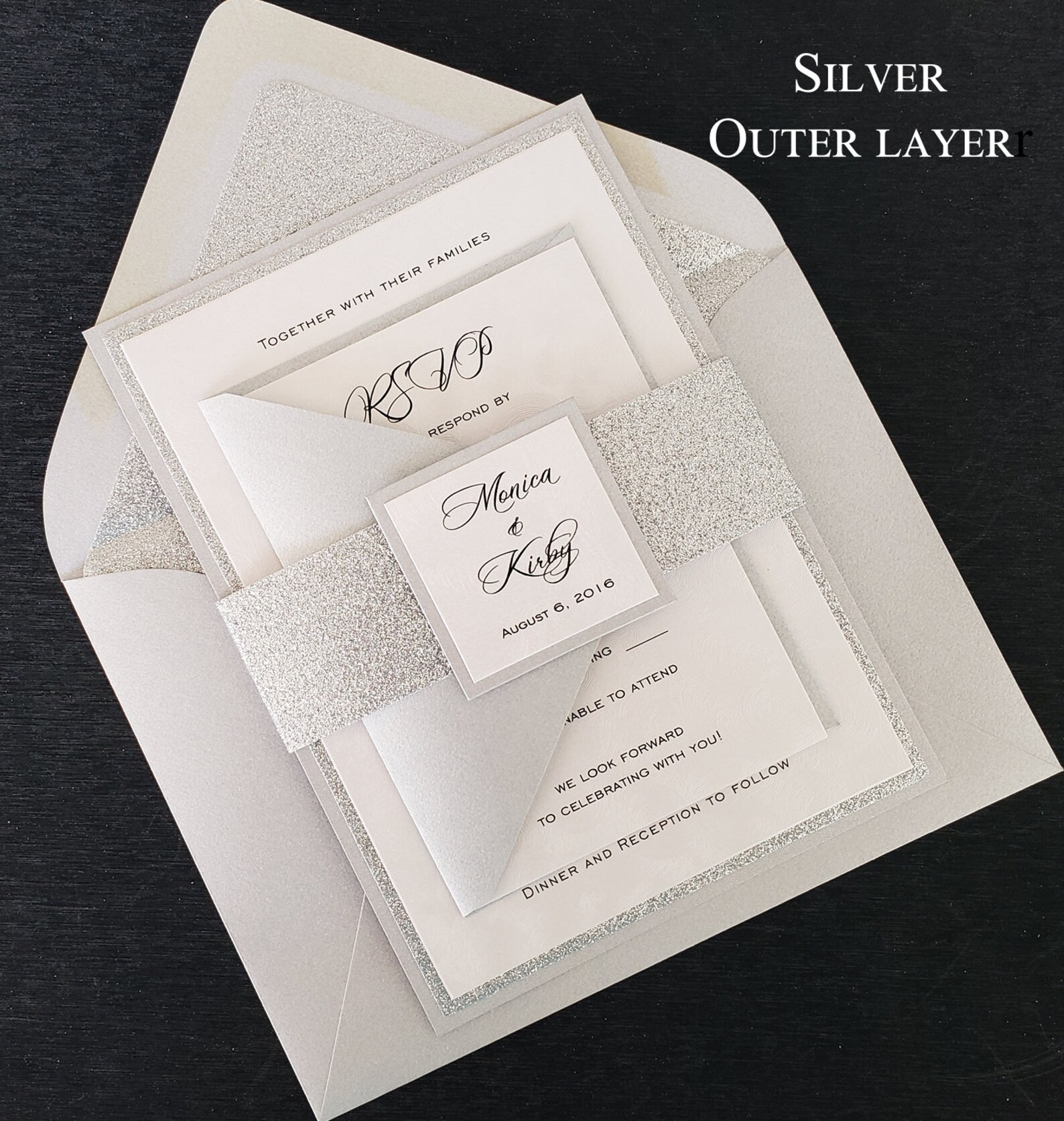 Glitter Wedding Invitation Silver Glitter Wedding Invitation - Etsy