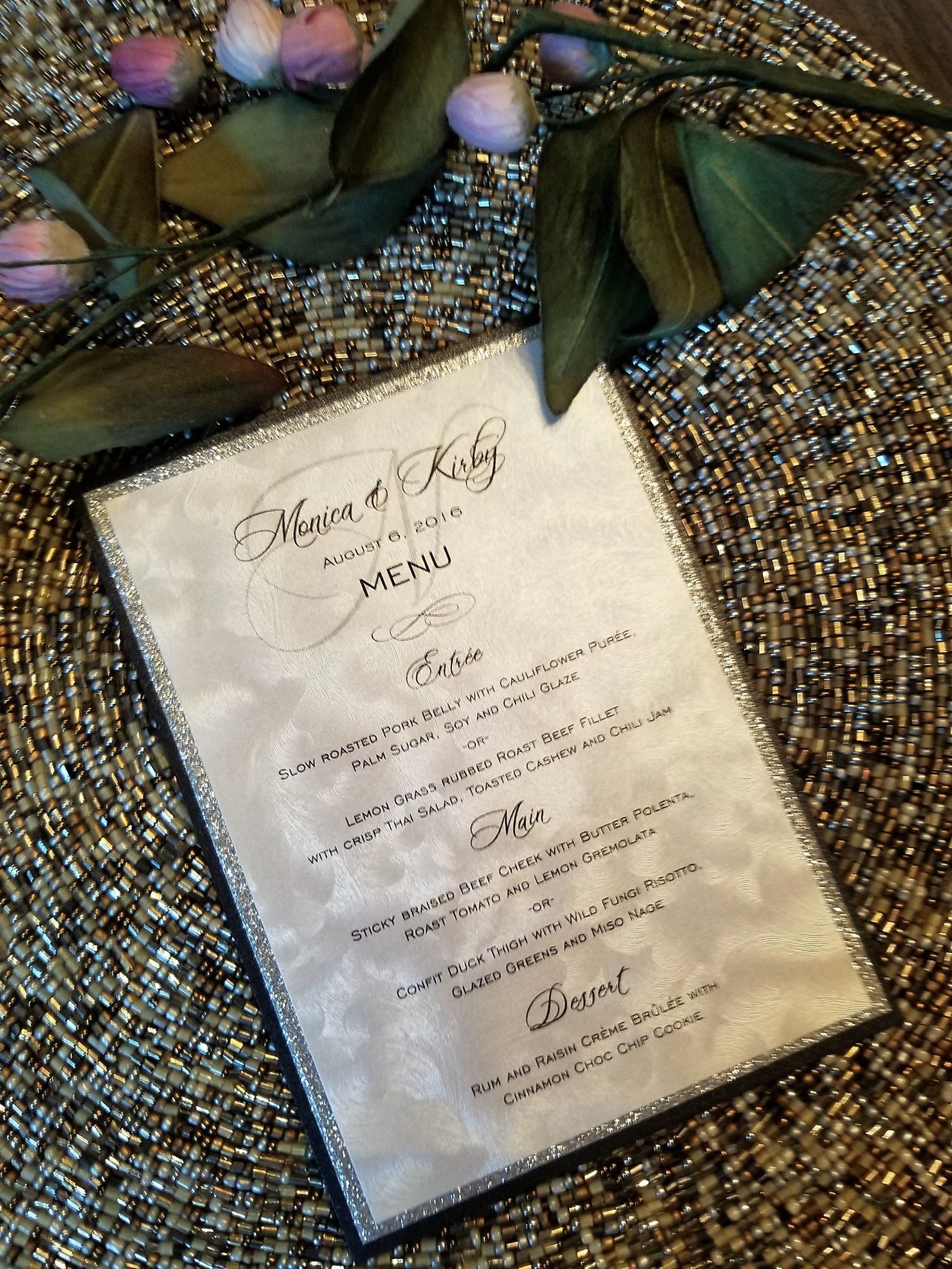 Printed Silver Glitter Menu Cards - Etsy