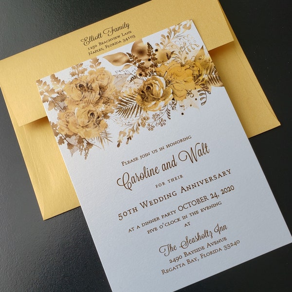 Gold Anniversary Invitations - Etsy