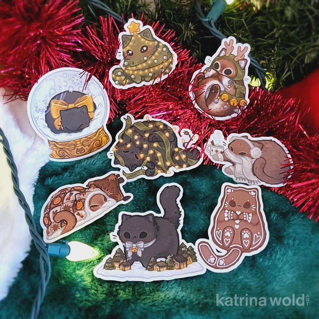 Tiny Cat Vinyl Sticker – Winter | Waterproof, Uv-resistant, Die-cut ...