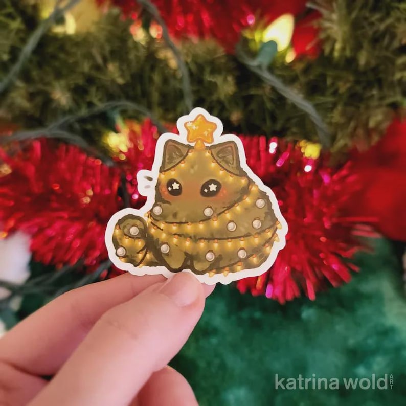 Tiny Cat Vinyl Sticker – Winter | Waterproof, Uv-resistant, Die-cut ...