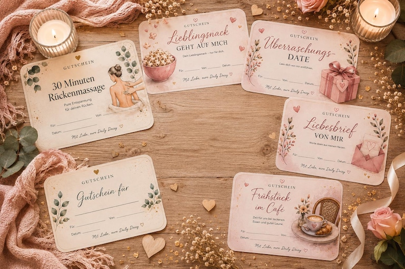 50 Love Vouchers for Couples + 6 Blank Vouchers | Date Night Gift ...