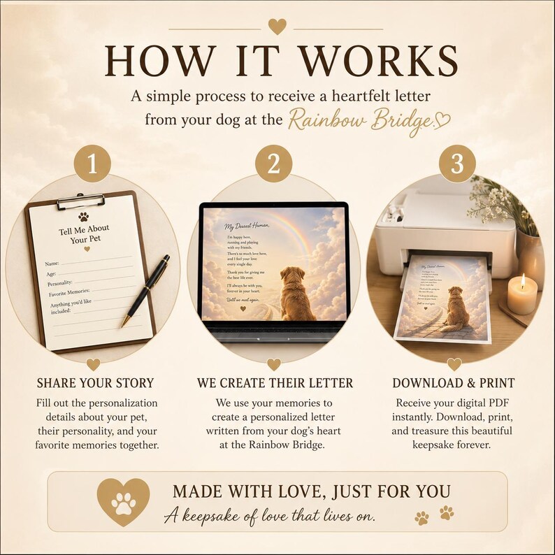 Personalized Dog Rainbow Bridge Letter, Pet Memorial Keepsake (digital ...