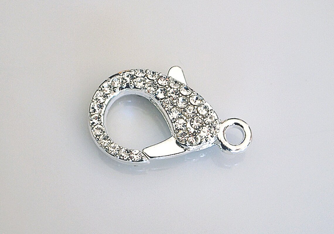 Lobster Clasp Rhinestone Clasp Silver Tone Rhinestone - Etsy