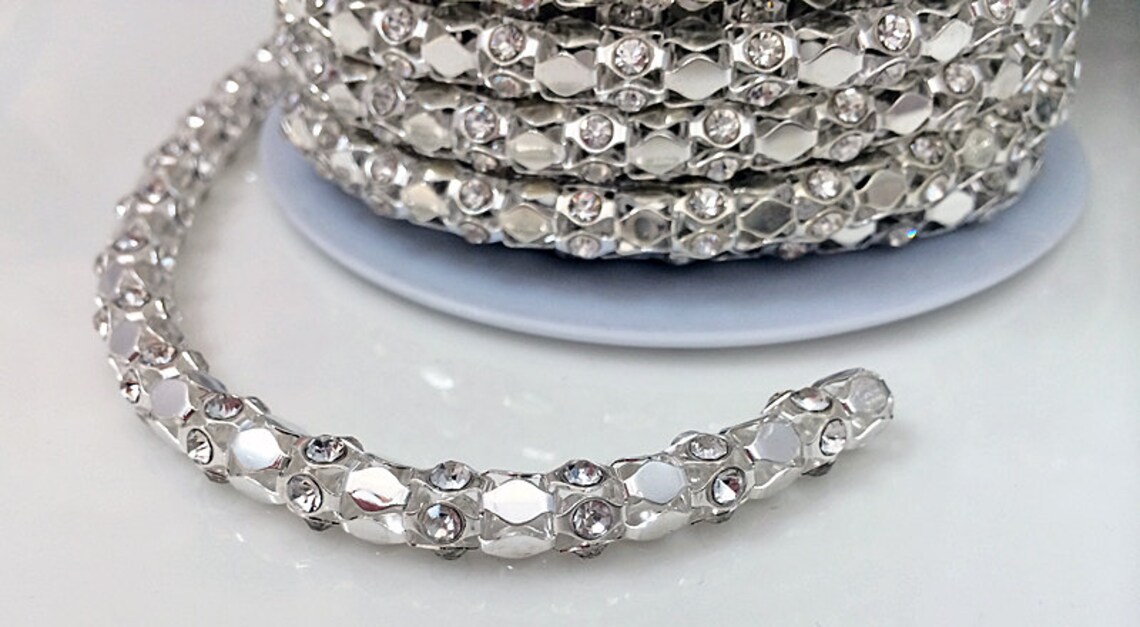 Rhinestone Trim Rhinestone Chain Rhinestone Tube Chain - Etsy