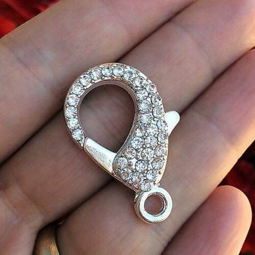 Lobster Clasp Rhinestone Clasp Silver Tone Rhinestone - Etsy