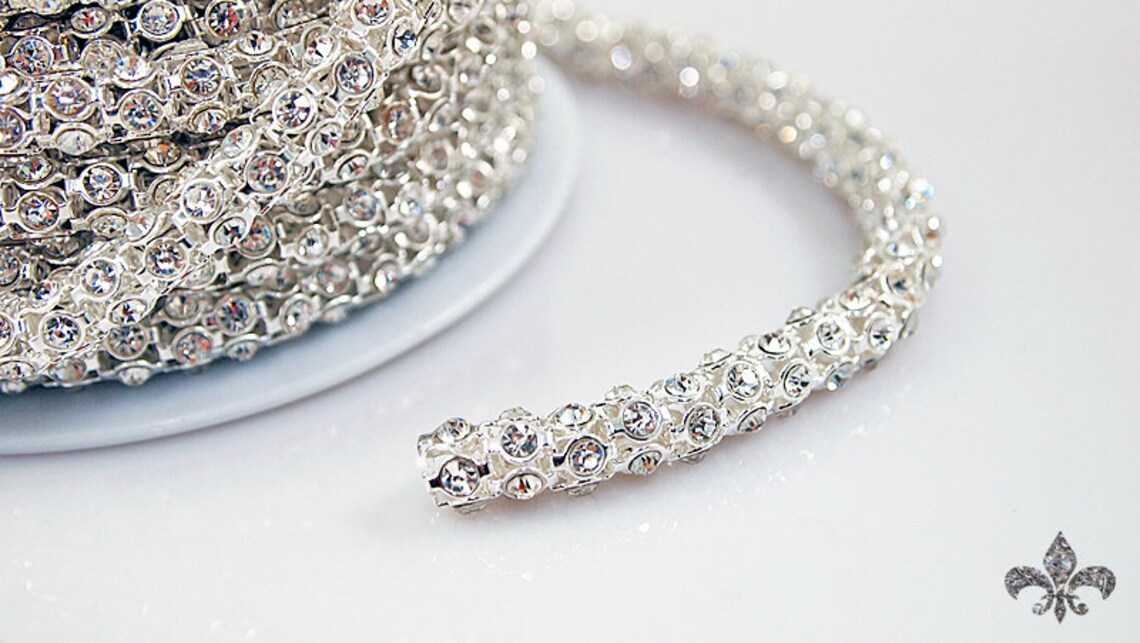 Rhinestone Trim Rhinestone Chain Rhinestone Tube Chain | Etsy
