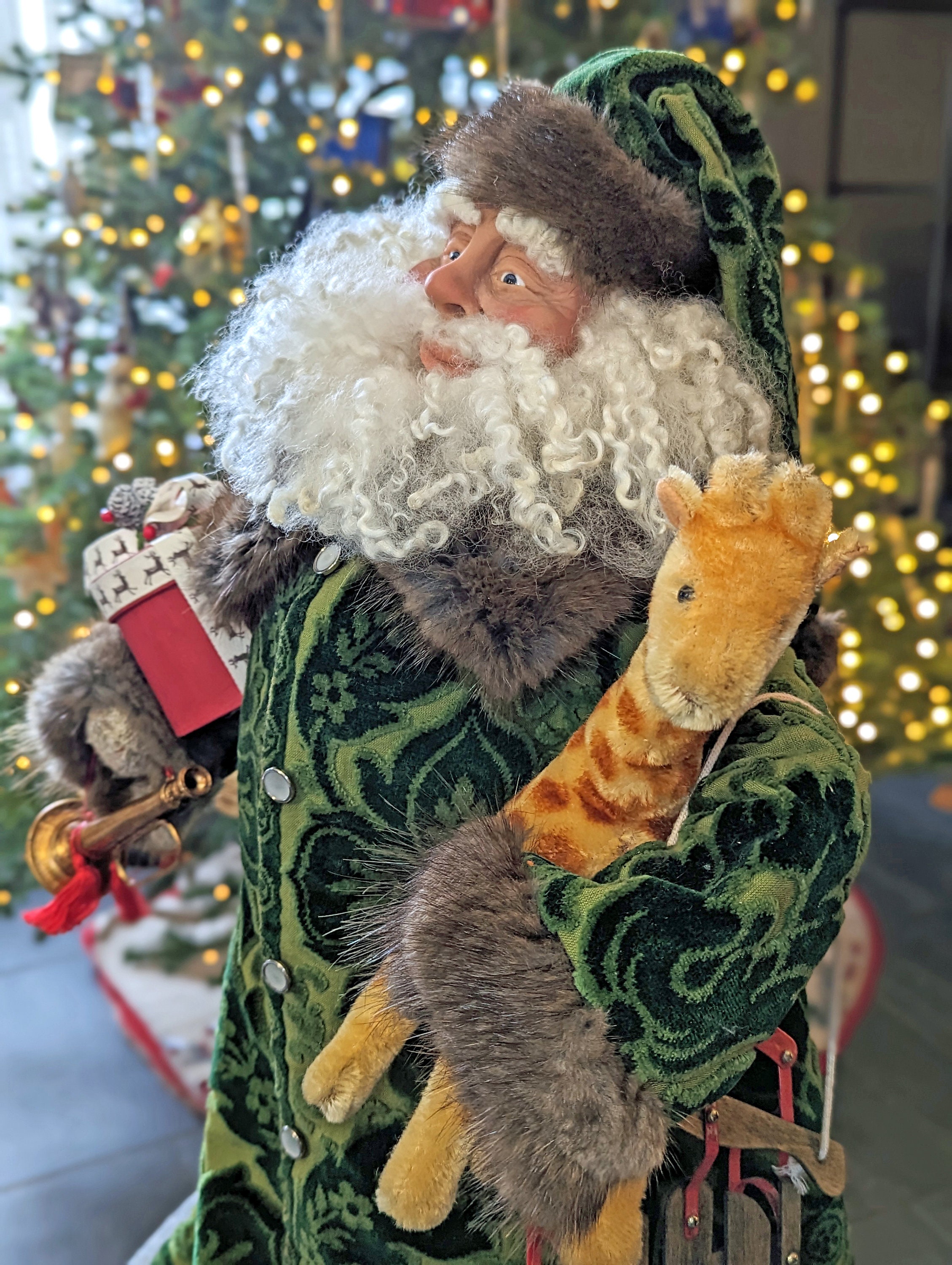 Handmade Santa in Vintage Green Velvet Coat - Etsy