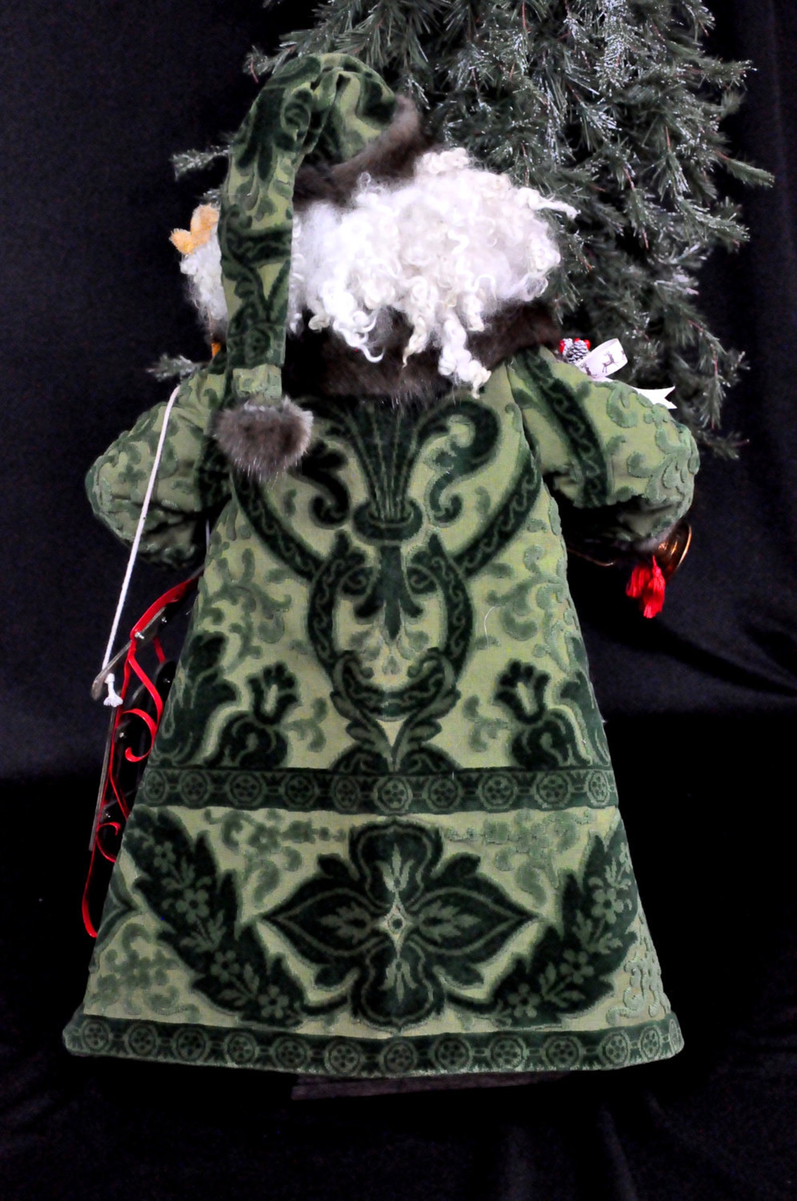 Handmade Santa in Vintage Green Velvet Coat - Etsy