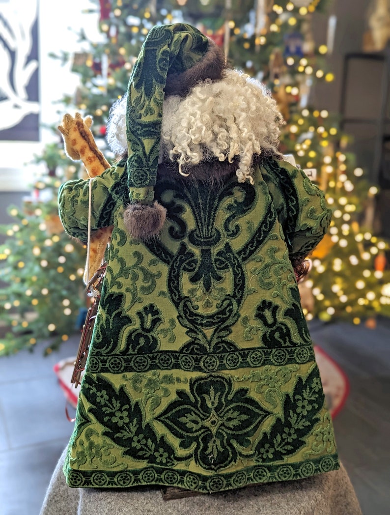 Handmade Santa in Vintage Green Velvet Coat - Etsy