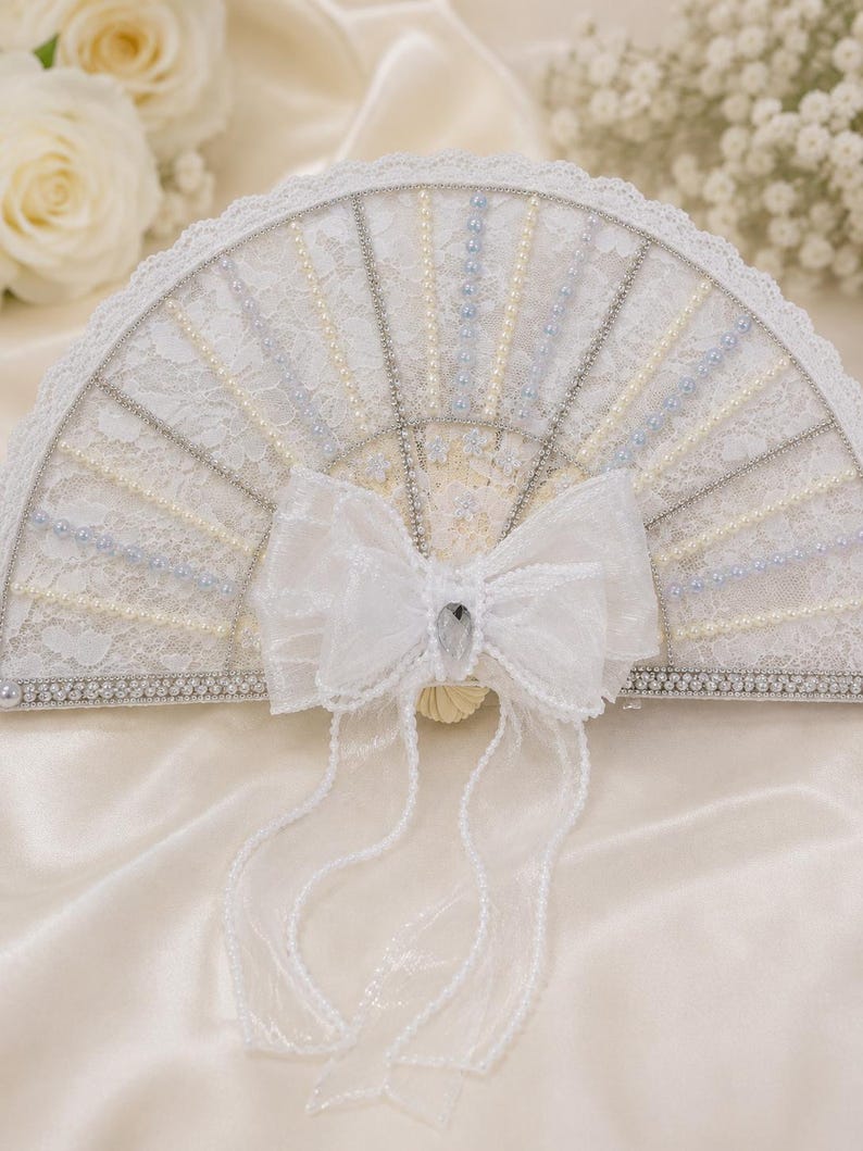 Bridal Lace Fan | Pearl Wedding Hand Fan | Elegant Bride Accessory ...