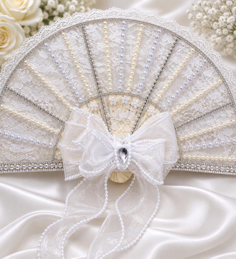 Bridal Lace Fan | Pearl Wedding Hand Fan | Elegant Bride Accessory ...