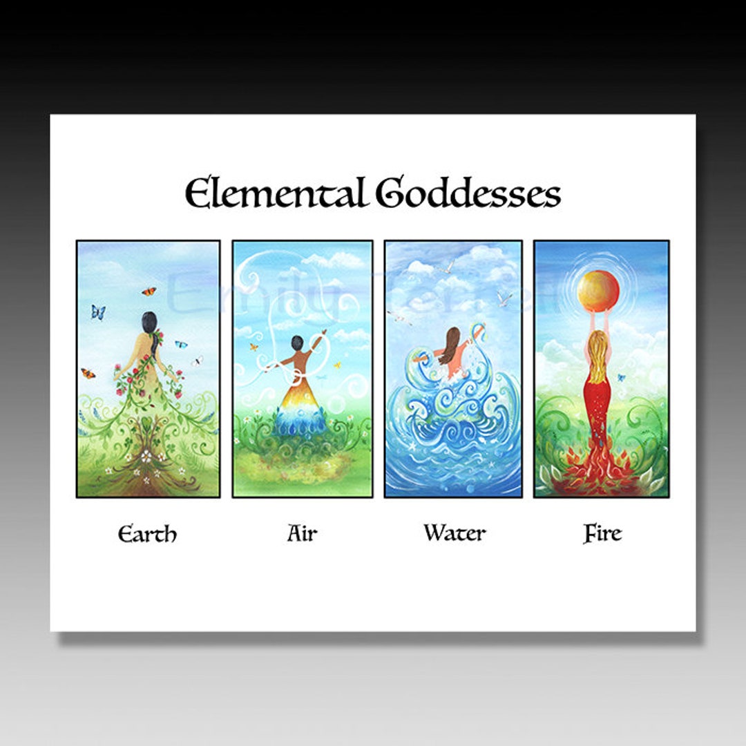Elemental Goddesses, Earth Goddess, Air Goddess, Water Goddess, Fire Goddess, Goddess Print ...