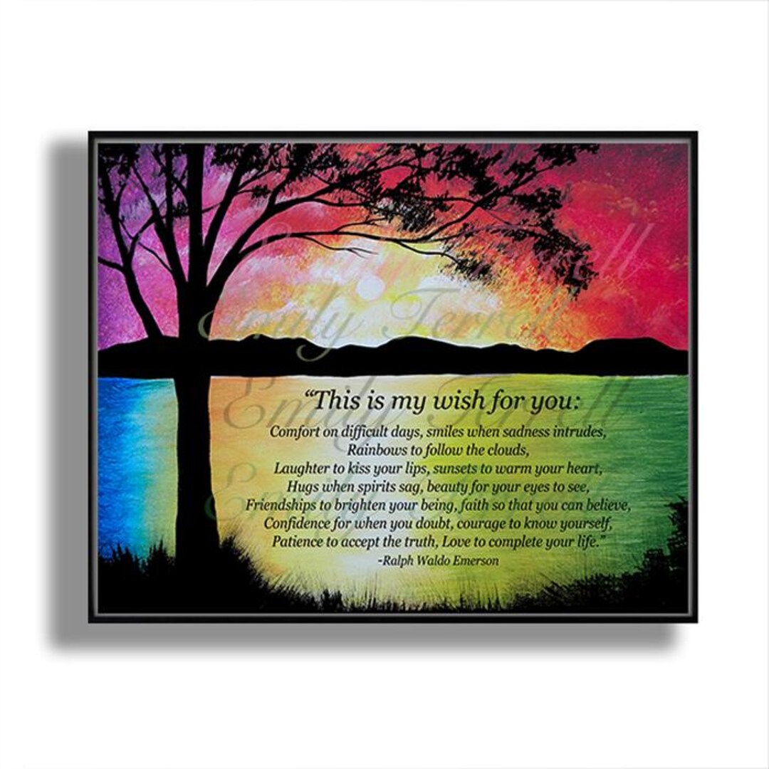 Ralph Waldo Emerson Poem Print: Rainbow Scene, Inspirational Wall Art ...