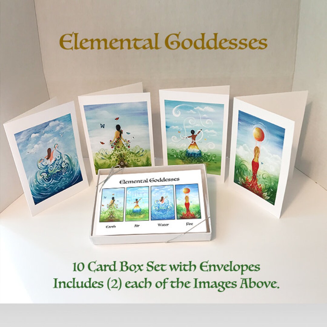 Elemental Goddesses Box Card Set, Set of 10 Cards, Goddess Cards ...