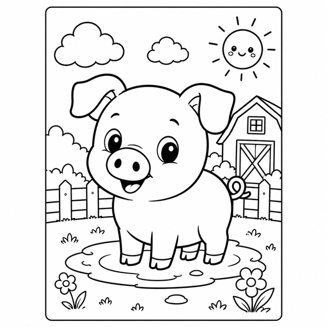 Farm Animals Coloring Book, 20 Printable Pages, Kids Activity (digital ...