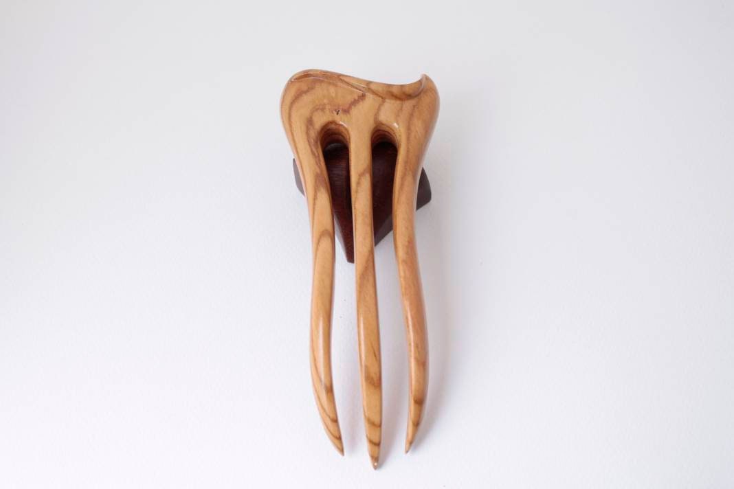 Wooden Hair Fork, Hair Comb, 3 Prong, Hair Sticks, Wood, Plum Tree ...