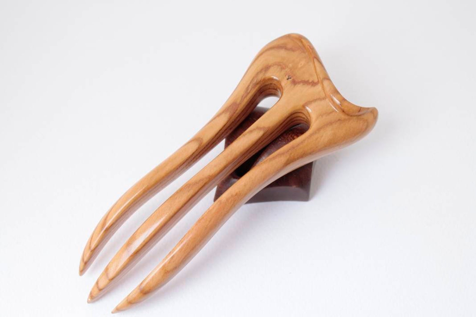 Wooden Hair Fork, Hair Comb, 3 Prong, Hair Sticks, Wood, Plum Tree ...