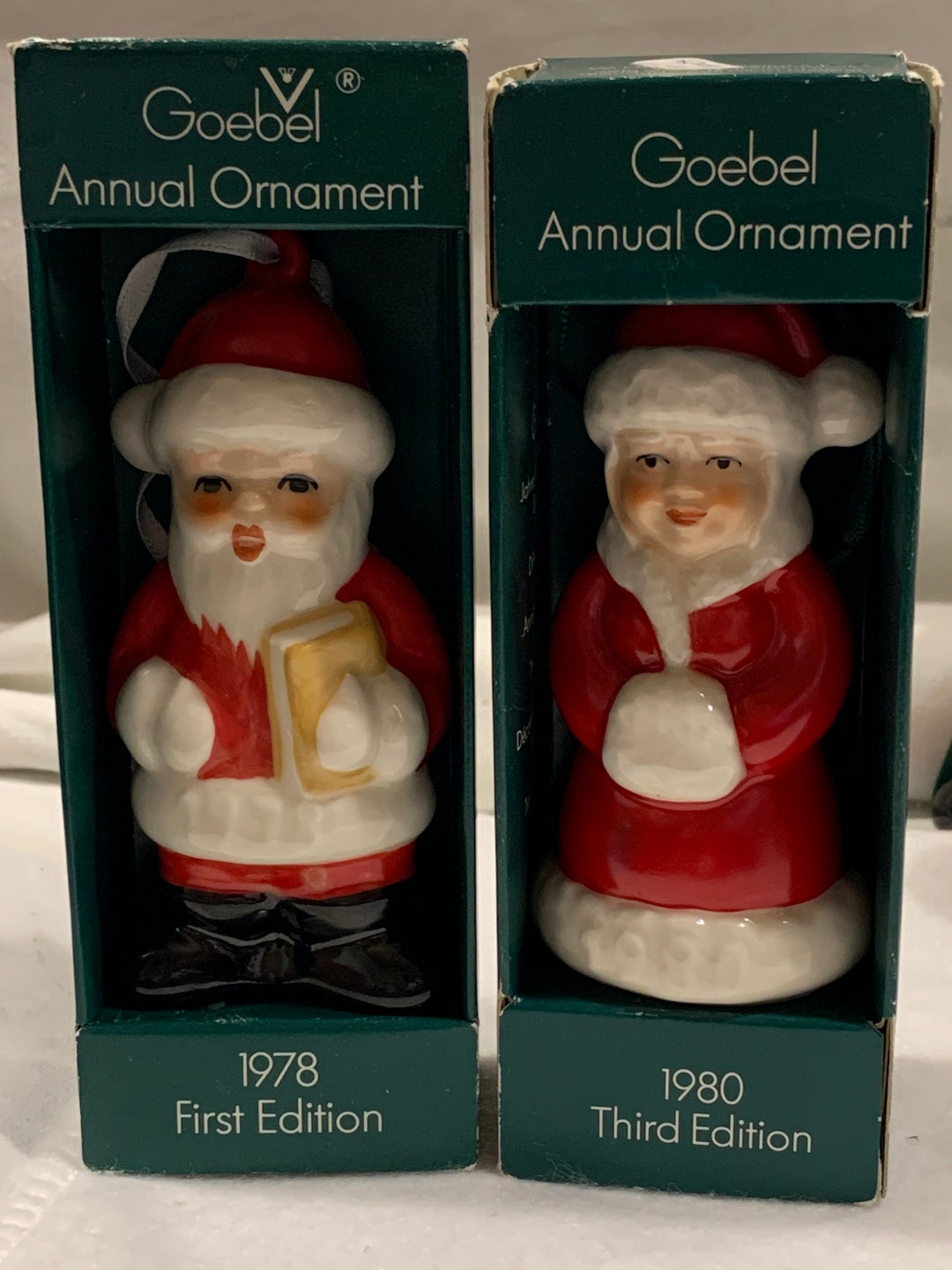 Goebel Annual Ornaments, 1978 First Edition-santa, 1980 Third Edition ...