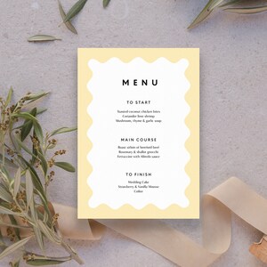 Editable Wedding Menu Wavy Border Funky Themed Wedding Customizable ...