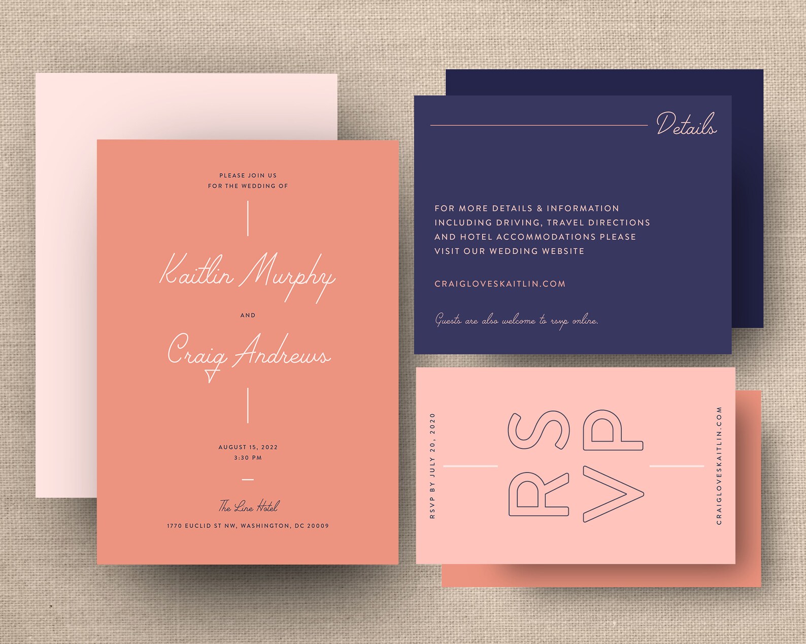 Palm Springs Retro Script Wedding Invitation Suite Template - Etsy