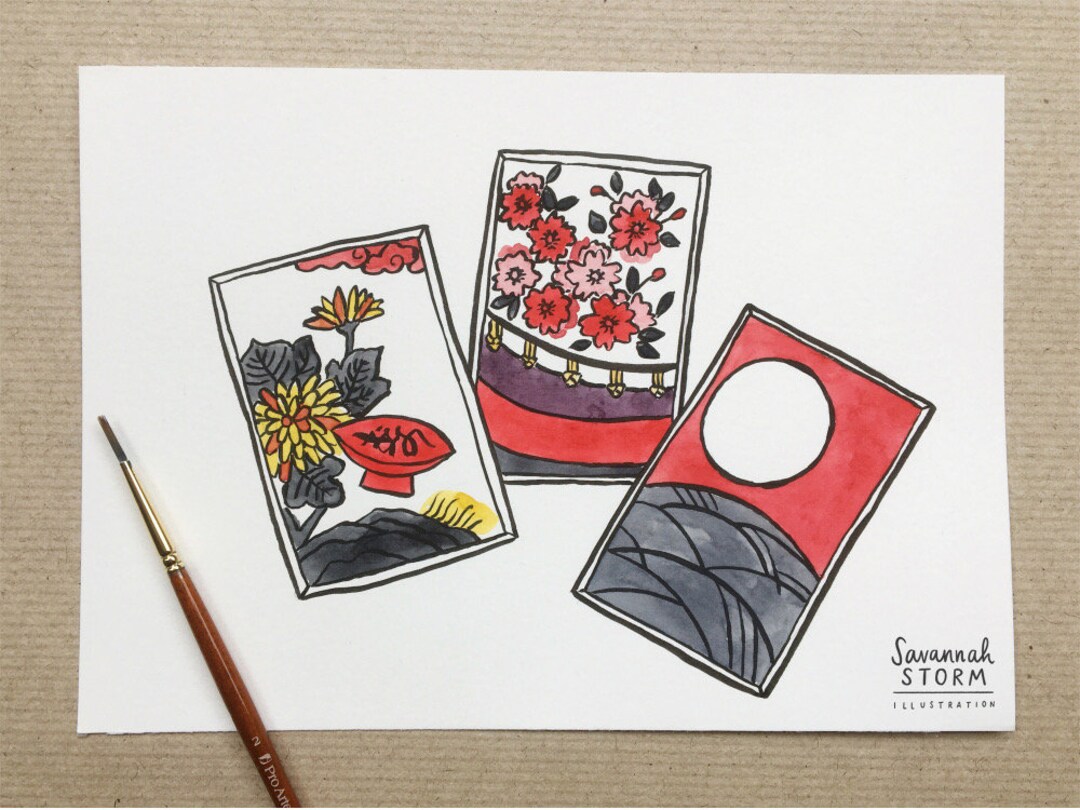 Original Painting Hanafuda Cards Drawing Japan 100 Day Project ...