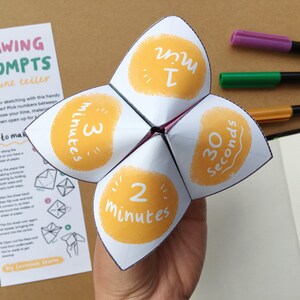 Drawing Prompts Fortune Teller - Printable Art Activity Worksheet - for ...