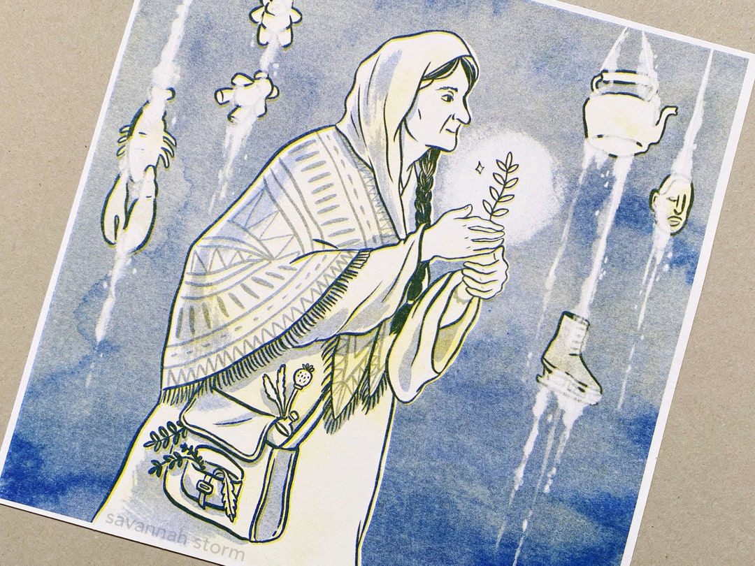 Mother Shipton Risograph Print Yorkshire Nature Witch - Etsy