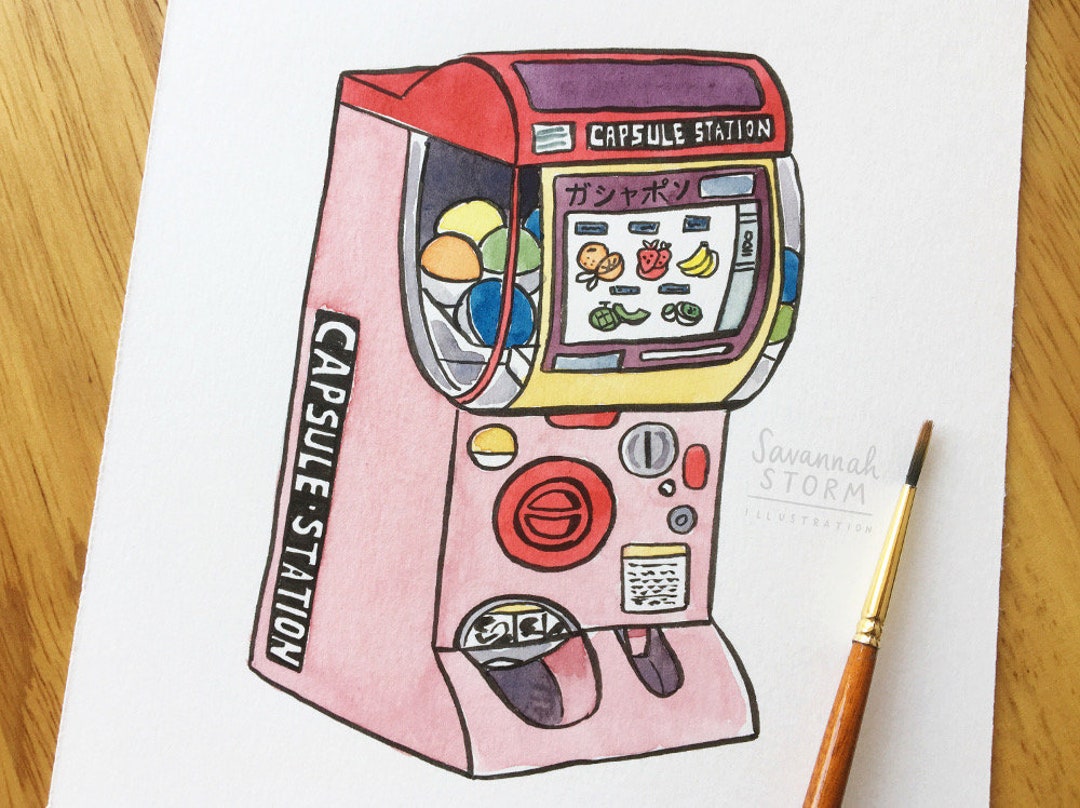 Original Painting Gachapon Drawing Japan 100 Day Project Illustration ...