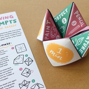 Drawing Prompts Fortune Teller - Printable Art Activity Worksheet - for ...