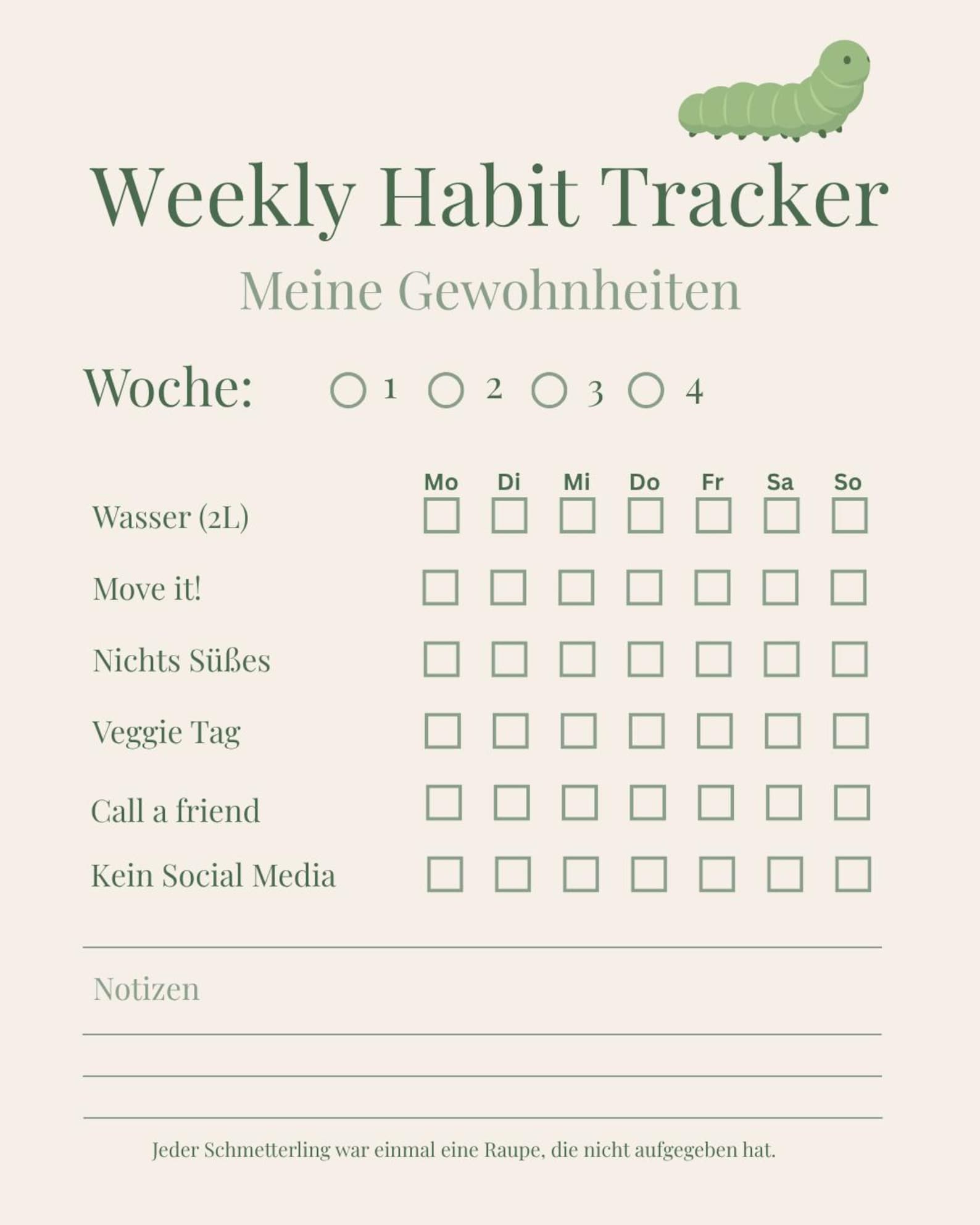 Printable Weekly Habit Tracker | Digital Monthly Planner PDF | Habit ...