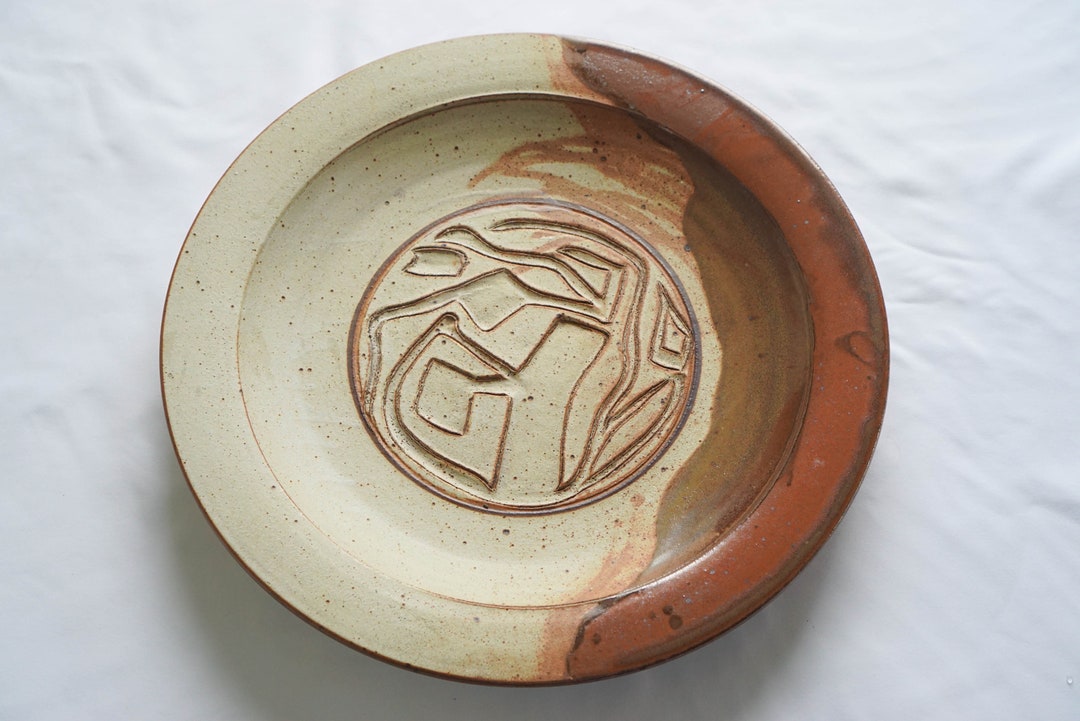 HUGE STONEWARE CHARGER - Signed Johnson - Tree - Ceramic Pottery Art ...