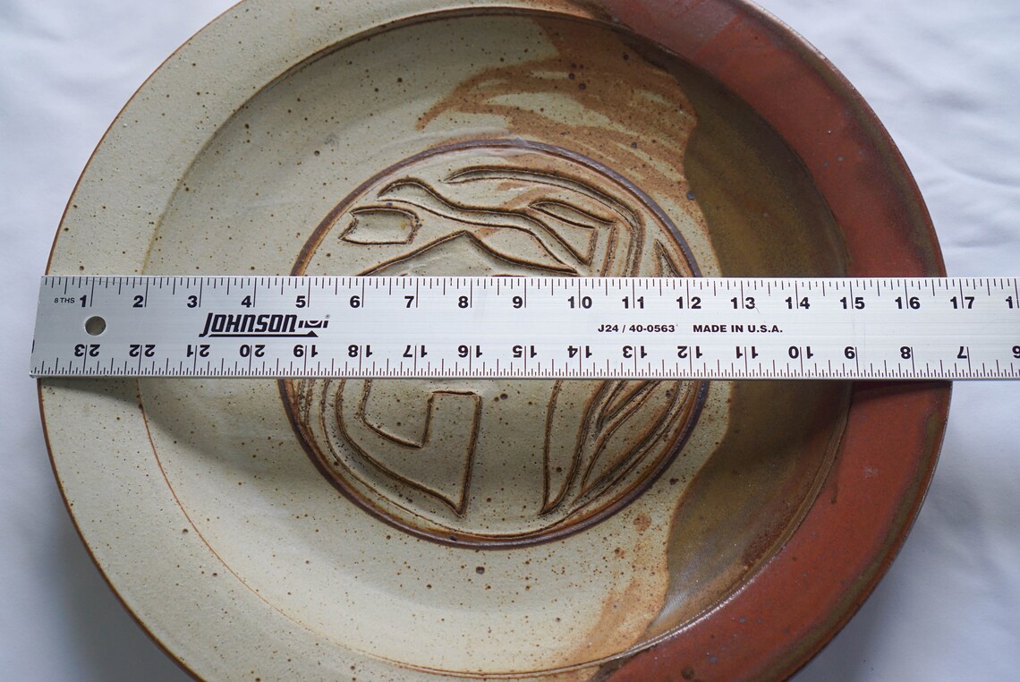 HUGE STONEWARE CHARGER Signed Johnson Tree Ceramic | Etsy