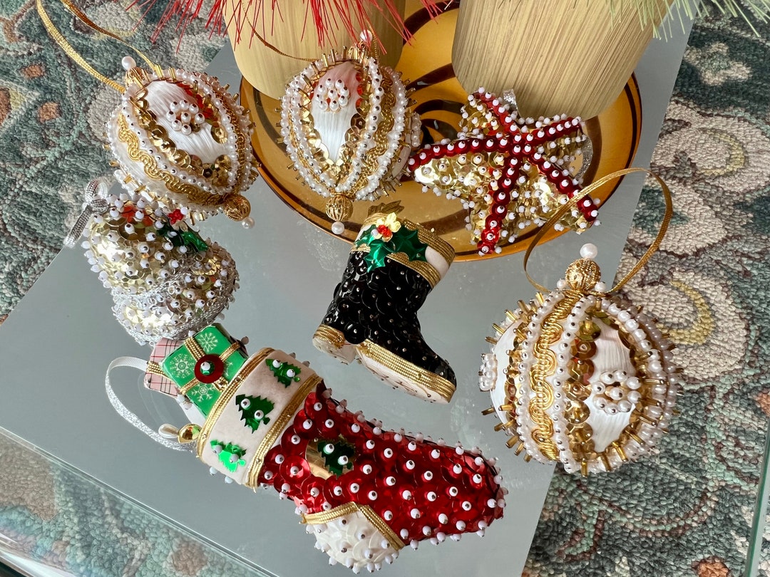 Seven Absolutely Beautiful Vintage Jeweled and Sequined Push Pin ...