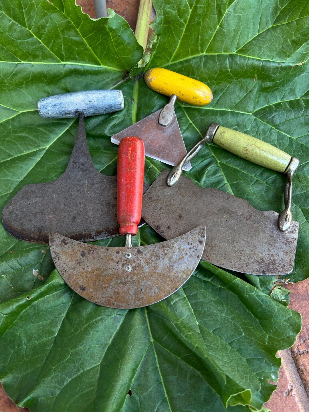 Four Fabulous Antique Stainless/metal Choppers/pasty Tools With Wood ...